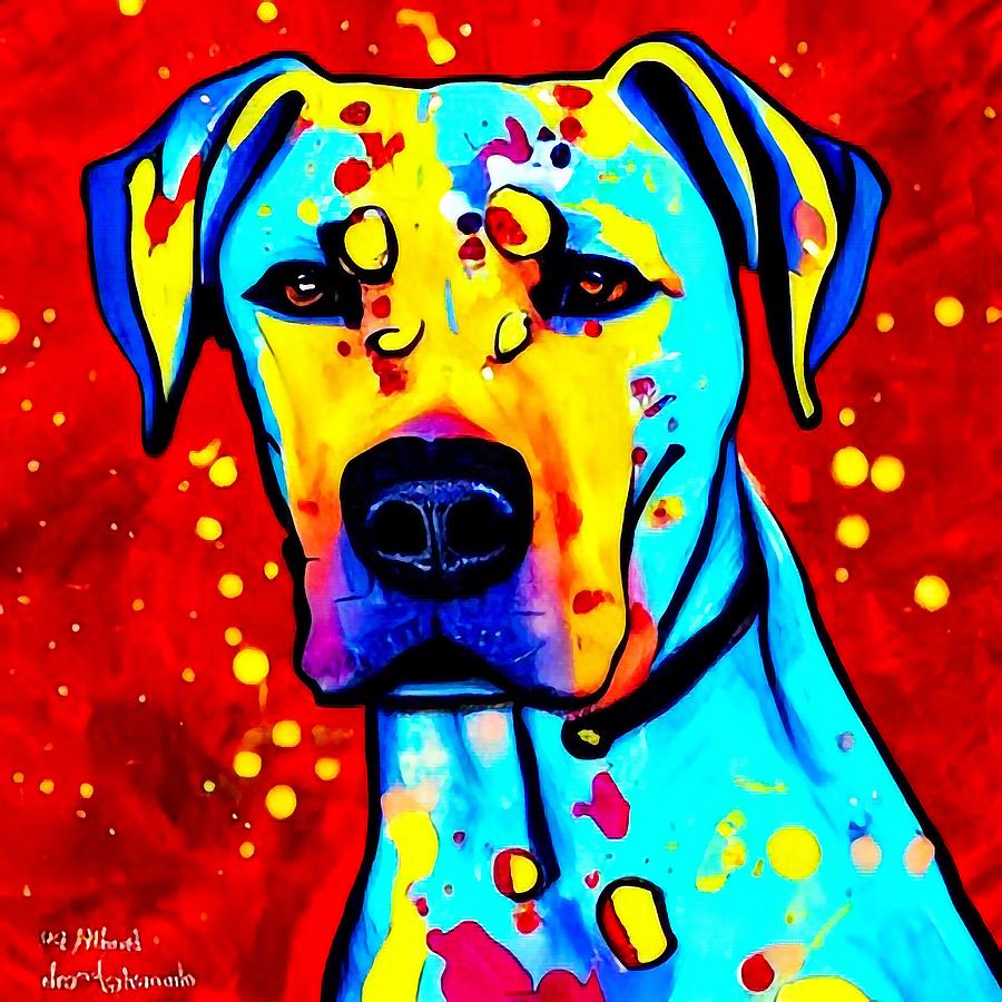 Rhodesian Ridgeback Dog Splatter painting Digital Art by Adrien Efren ...