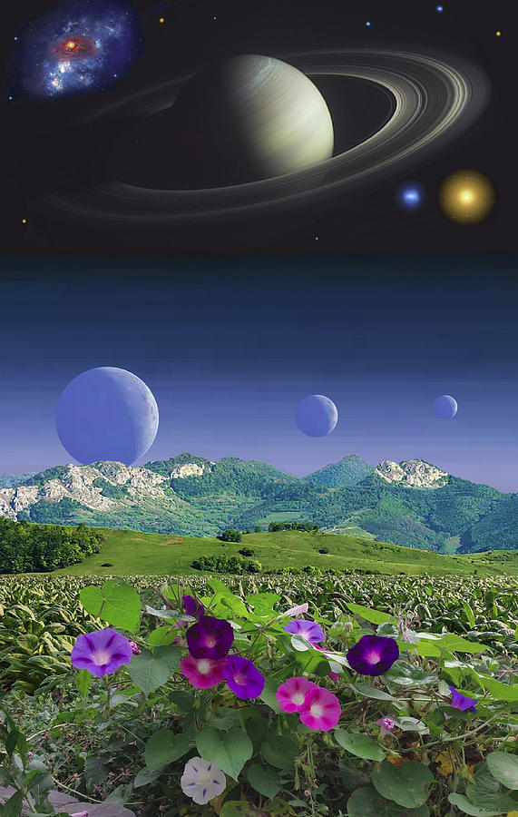 Ringed Planet with Multiple Moons Digital Art by Anthony Garufi - Pixels