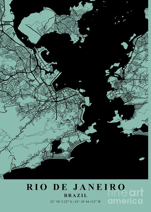 Rio De Janeiro - Brazil Sea Plane Map Photograph by Tien Stencil - Pixels