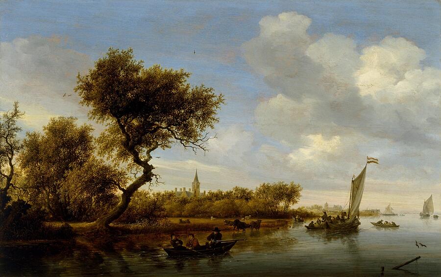 River Landscape with a Church in the Distance Painting by Salomonvan Ruysdael - Fine Art America