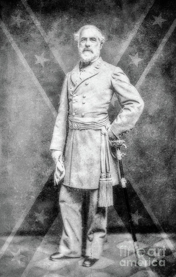 Robert E Lee BW Confederate Flag Digital Art by Randy Steele - Fine Art ...