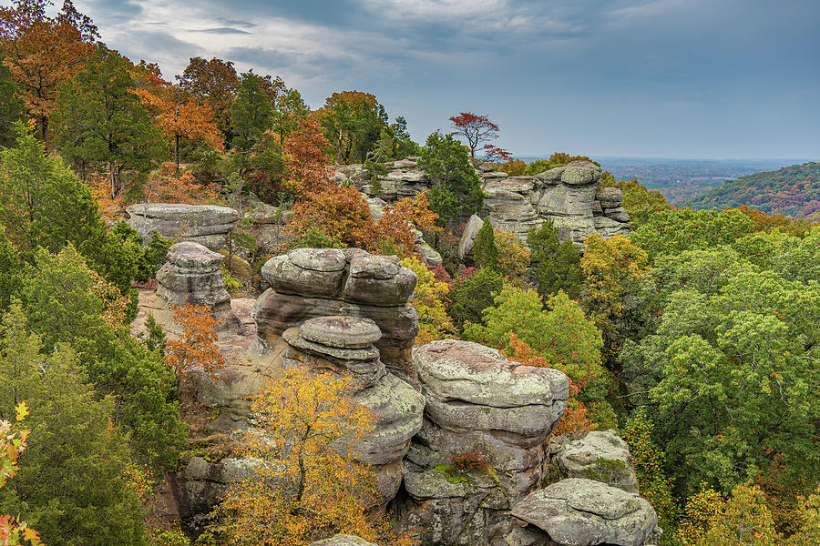 Rock Ledges in Fall Trees Photograph by Anthony George Visuals - Fine ...