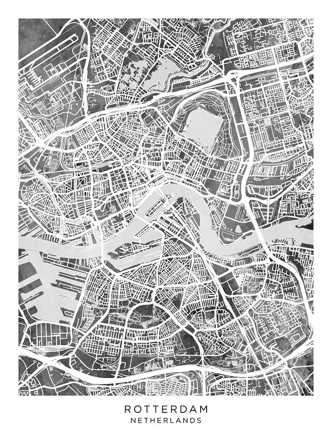 Rotterdam Netherlands City Map #74 Digital Art by Michael Tompsett ...