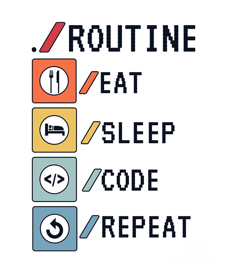 Routine Eat Sleep Code Repeat Coder Software Developer Digital Art By Graphics Lab Fine Art