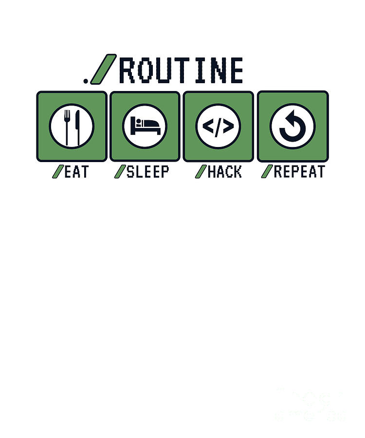 Routine Eat Sleep Hack Repeat White Hat Black Hat Hacker Digital Art by Graphics Lab - Fine Art ...