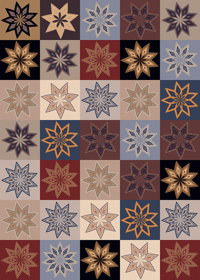 Rustic Patchwork Stars Pattern 3 Warm Tint Digital Art by Western ...