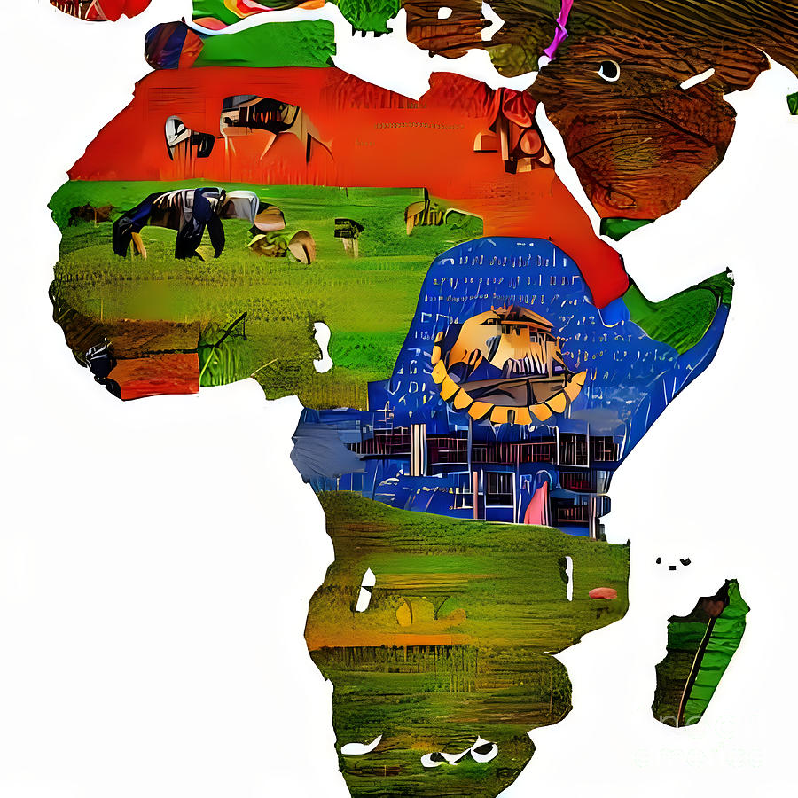 Safari Adventure-A Colorful Map of Africa with Wildlife Digital Art by ...