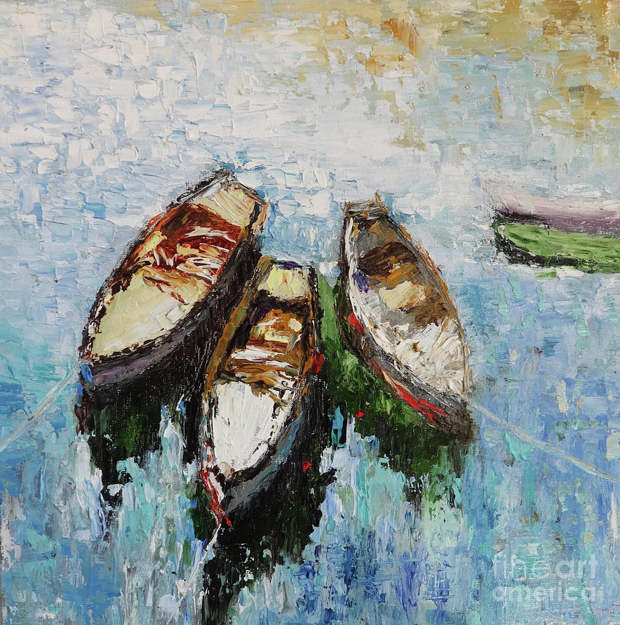 Sailing Boats Oil Painting Painting by Indrani Ghosh - Fine Art America