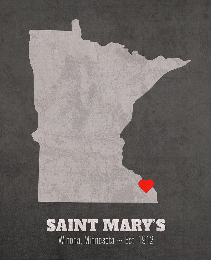 Saint Mary's University of Minnesota Winona Minnesota Founded Date Heart Map Mixed Media by ...