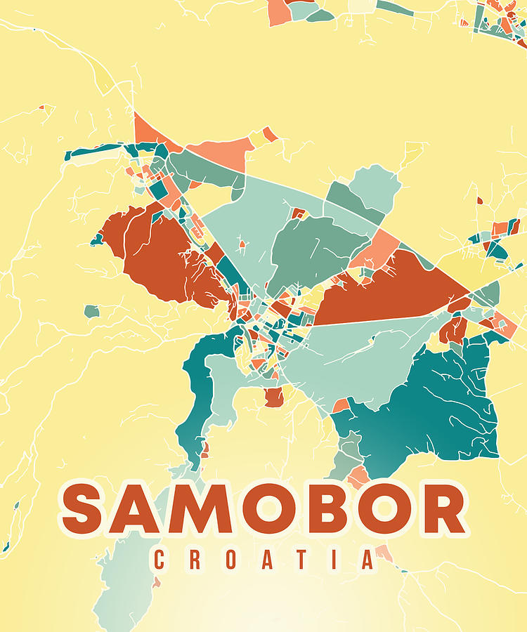 Samobor Croatia Map Digital Art by Alexandru Chirila - Fine Art America