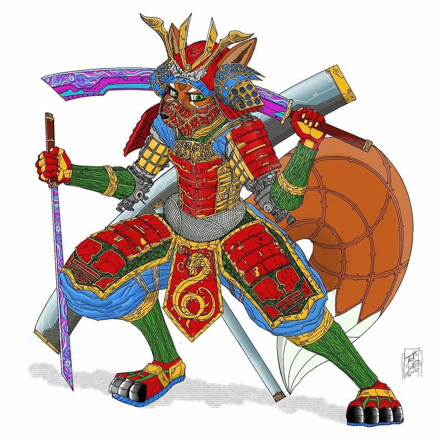 Samurai Fox Digital Art by Andre Stroetzel | Pixels