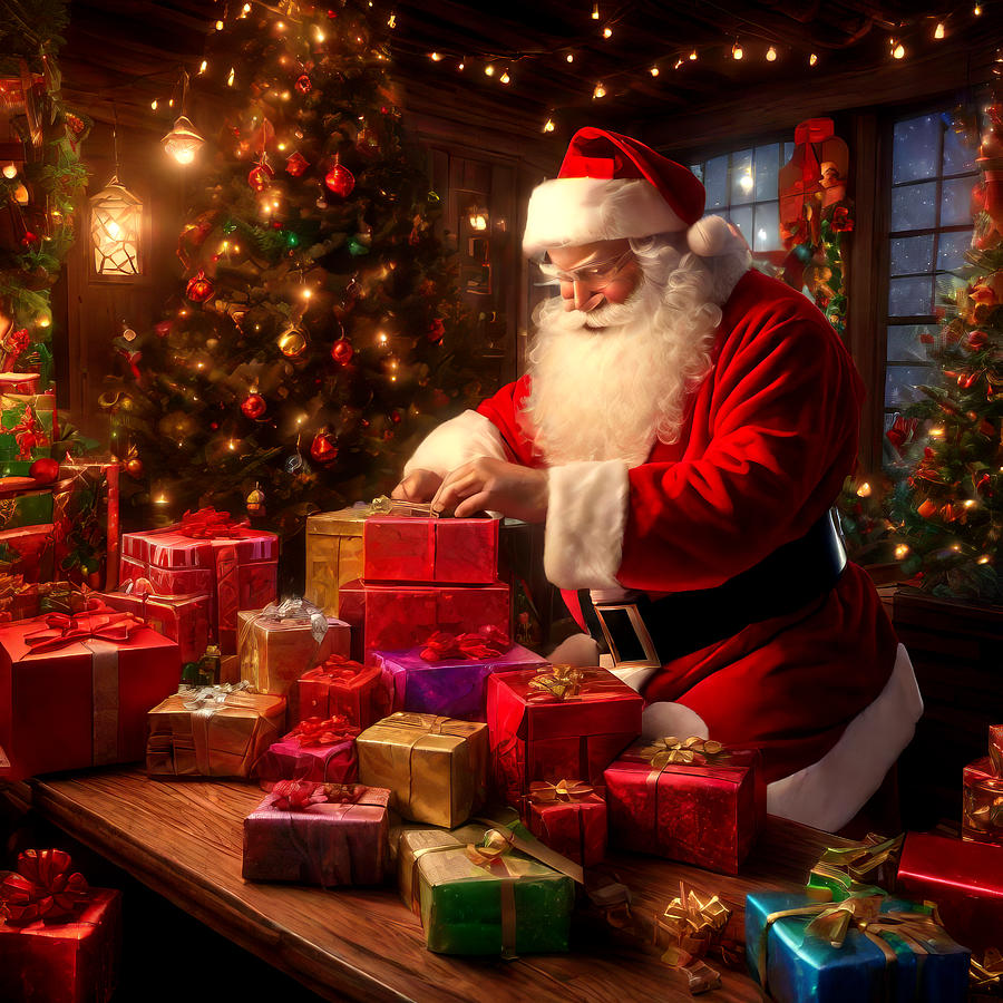 Santa wrapping presents Digital Art by Andy Gambino - Fine Art America