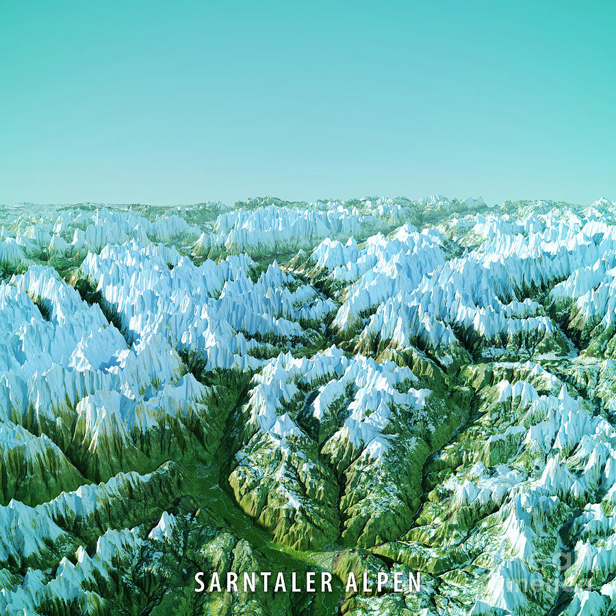 Sarntal Alps Bolzano Topographic Map 3D View Color Digital Art by Frank Ramspott - Fine Art America