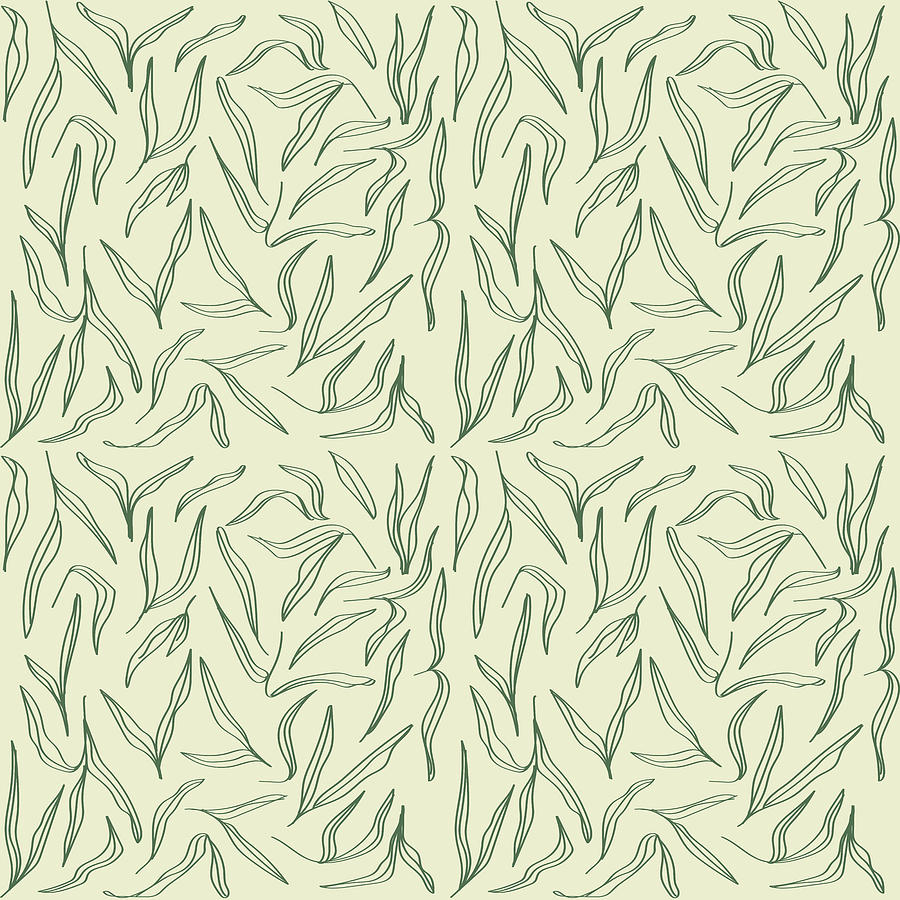 Scattered Leaf Pattern - Ivory Digital Art by Studio Grafiikka - Pixels
