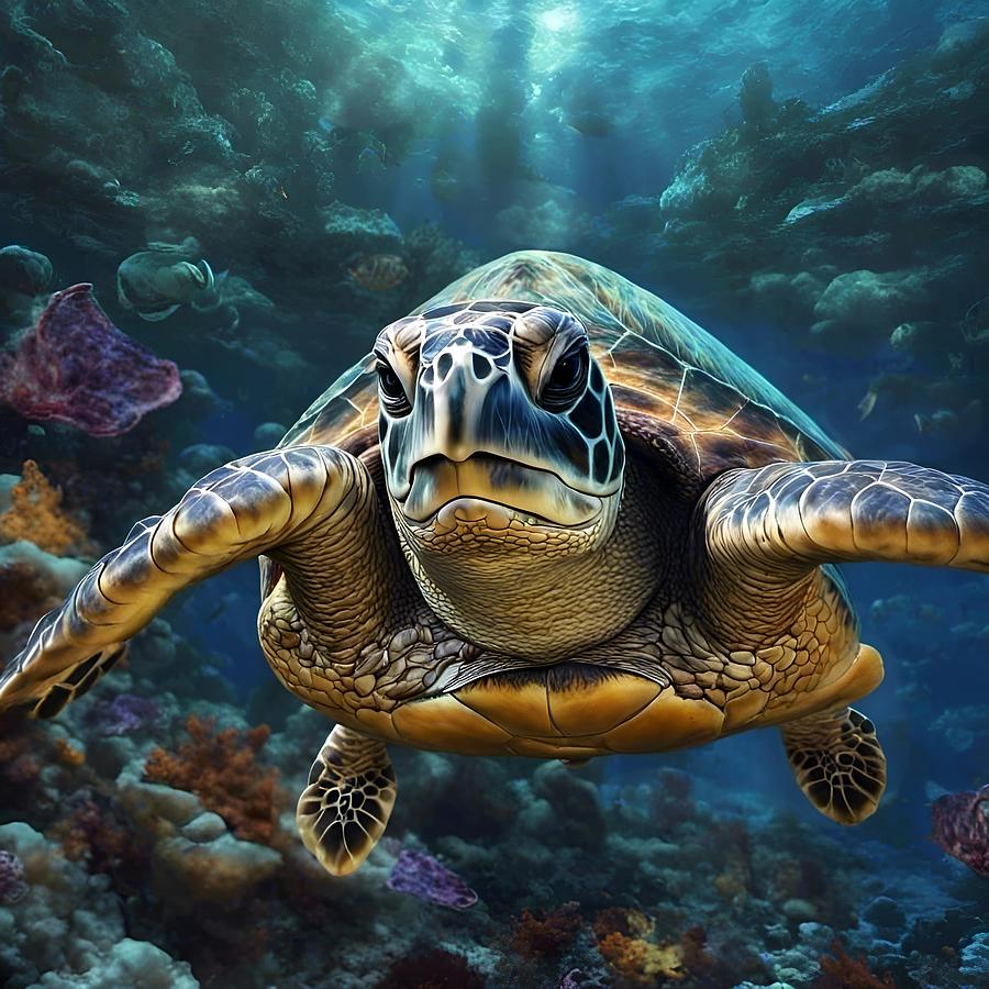 Sea Turtle Digital Art by Cindy's Creative Corner - Fine Art America