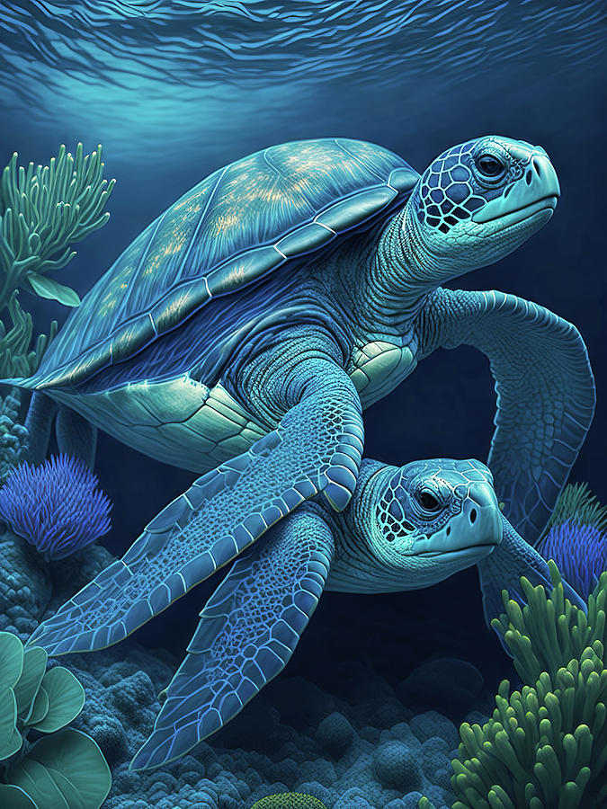 Sea Turtles Digital Art by Ashira Creations - Fine Art America