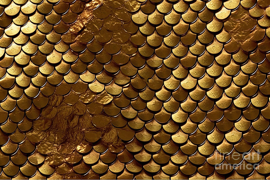 Seamless Gold Snake Or Dragon Scales Background Pattern Golden Tileable ...