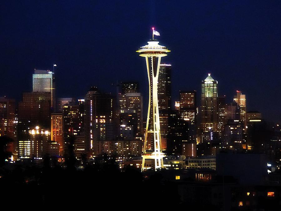 Seattle at Night Photograph by Lyuba Filatova - Fine Art America