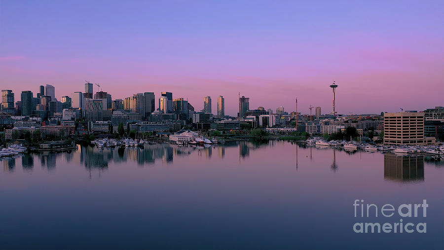 Seattle Lake Union Sunrise Reflection Photograph by Mike Reid - Fine ...