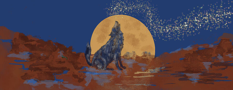 Sedona Rocks Wolf Howling at the Moon Digital Art by Lynn Alison Trombetta - Fine Art America