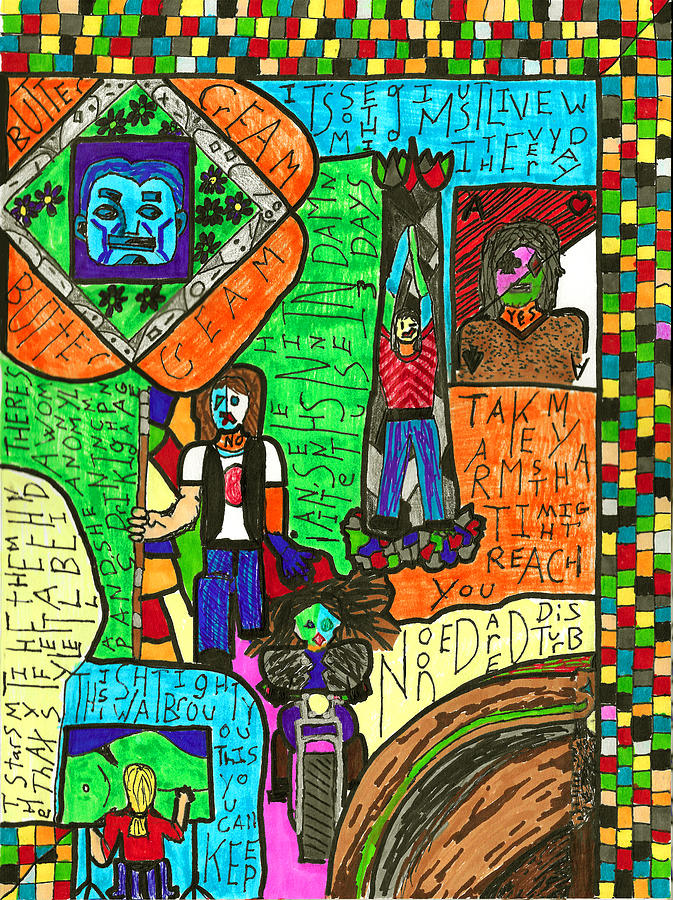 Self Portrait Panel 3 Drawing by Patchwork - Fine Art America