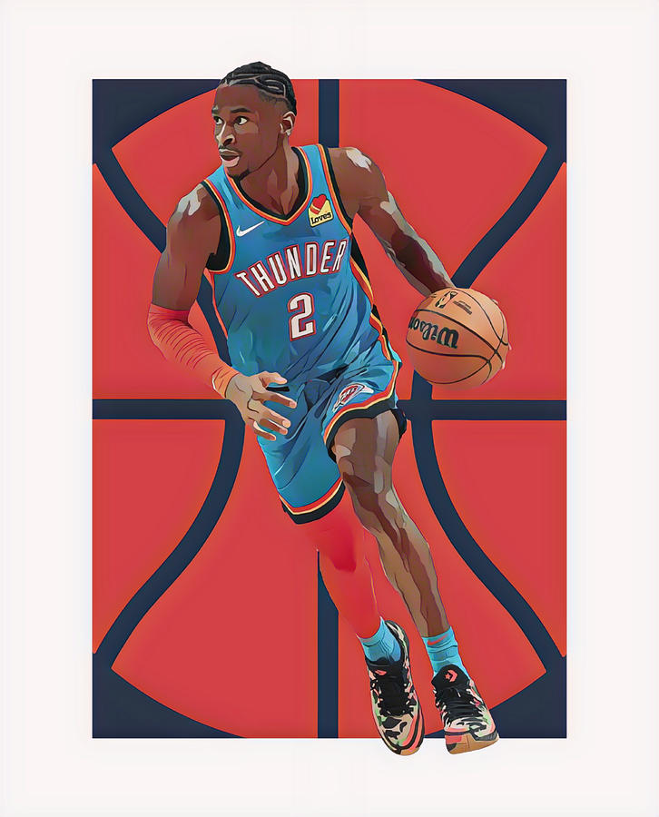 Shai Gilgeous Alexander Oklahoma City Thunder Sketch Art Mixed Media by ...
