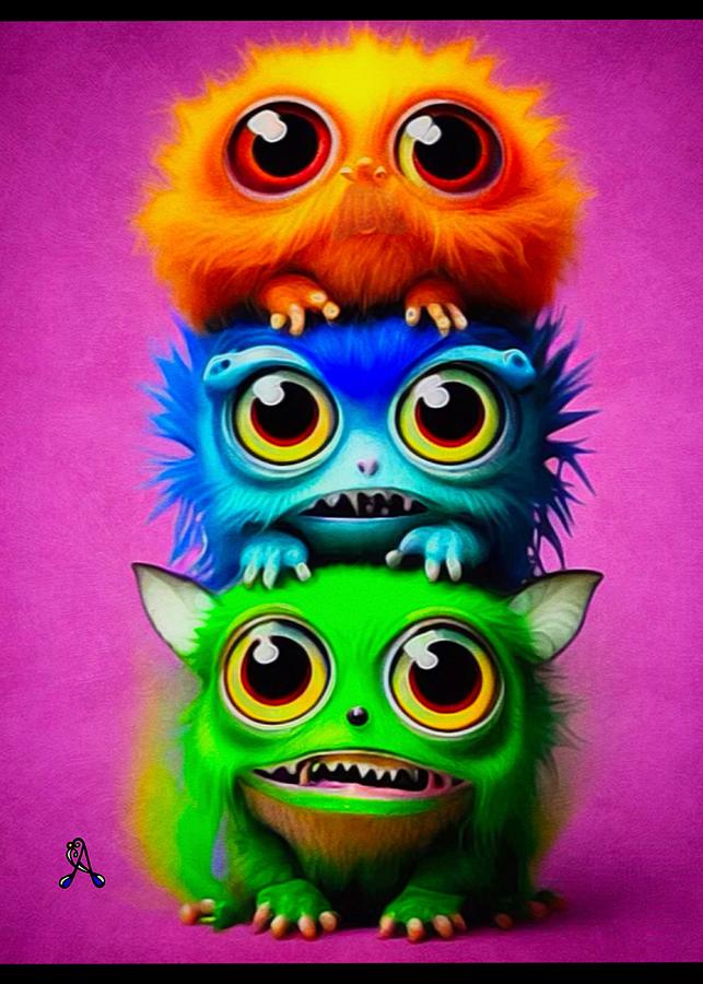 Short Stack of Pocket Monsters Digital Art by Amanda Poe - Fine Art America