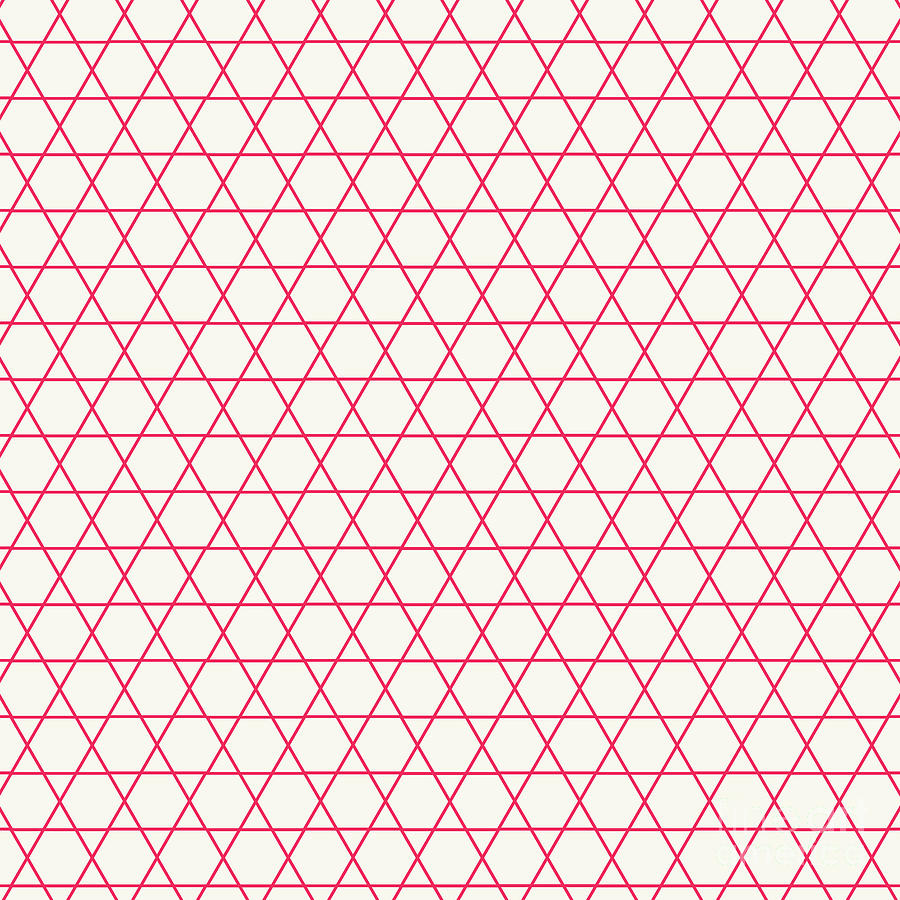 Six Pointed Star Weave Grid Pattern in Eggshell White And Ruby Pink n ...