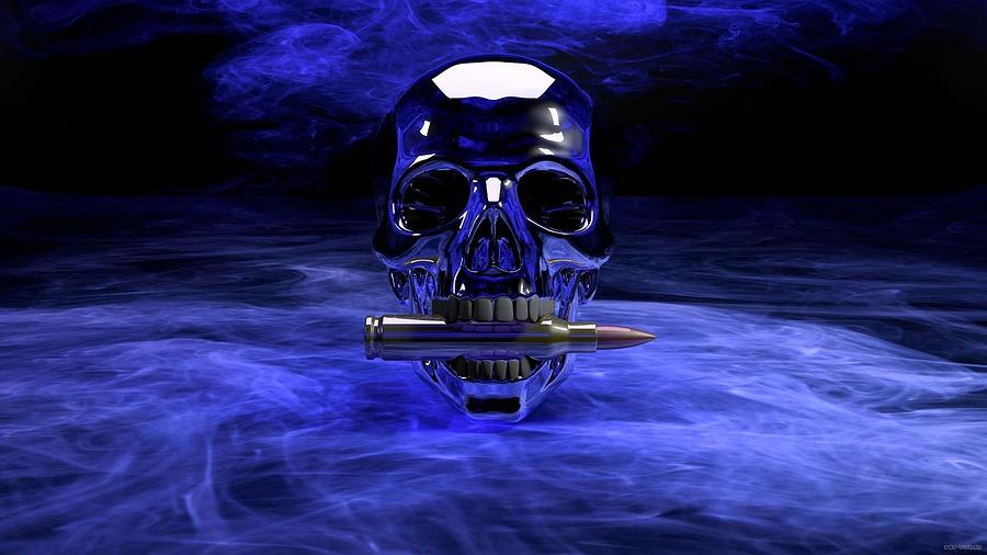 Skull biting bullet Digital Art by Ryan Liimatainen - Fine Art America
