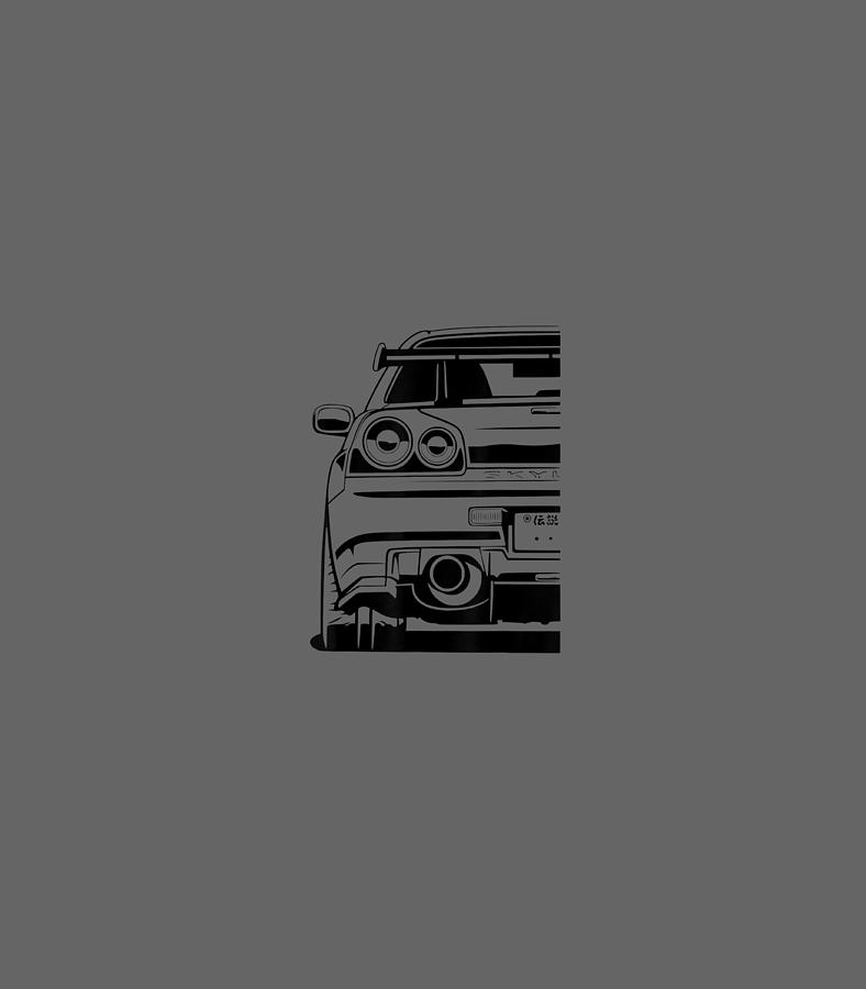 Skyline 34 JDM Rising Sun Tuning Car Japan Retro Digital Art by Sholto ...