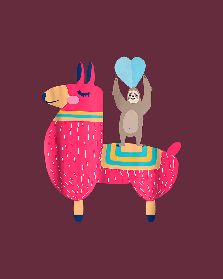Sloth Riding Llama T Sloth Llama Valentines Day Digital Art by ZoeyRa ...