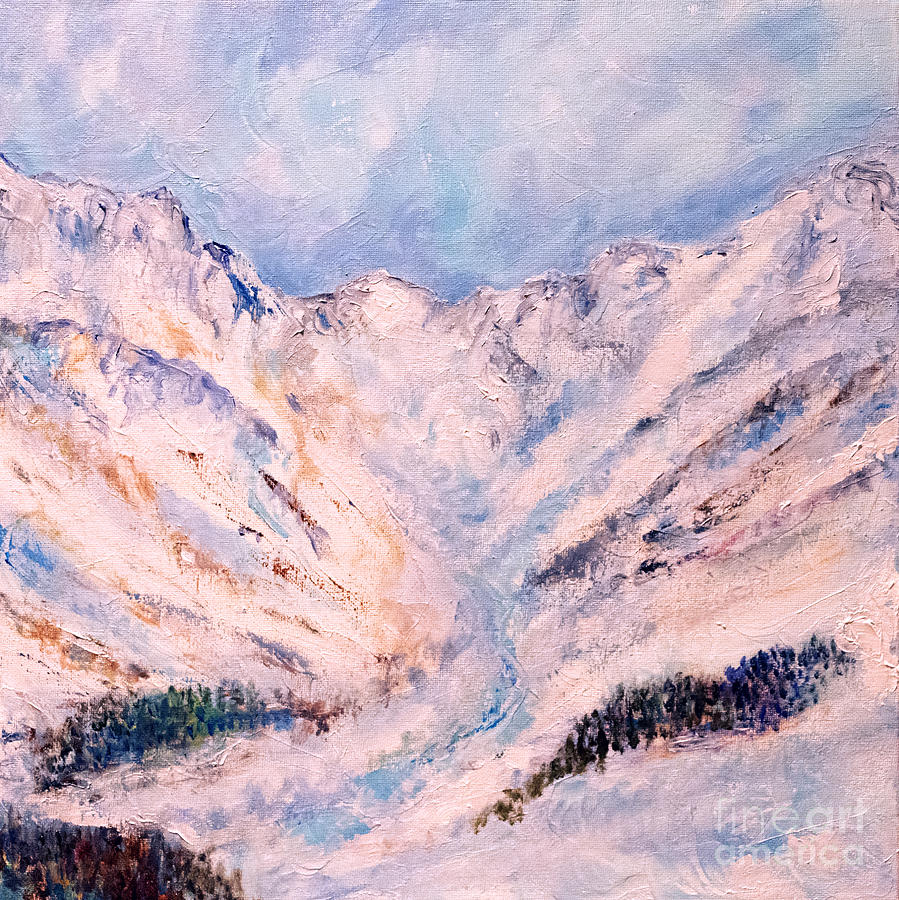 Snow-covered high mountain landscape Painting by Christian Schnider ...