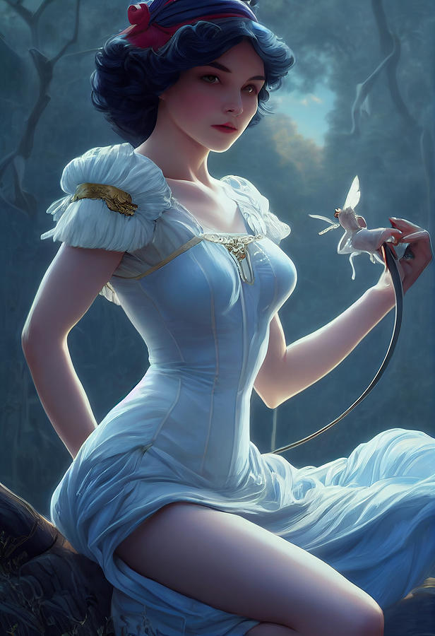Snow White As The Strong Warrior Nymph Vivid Light Blue Eyes White Pixie Hair Intricate Details ...