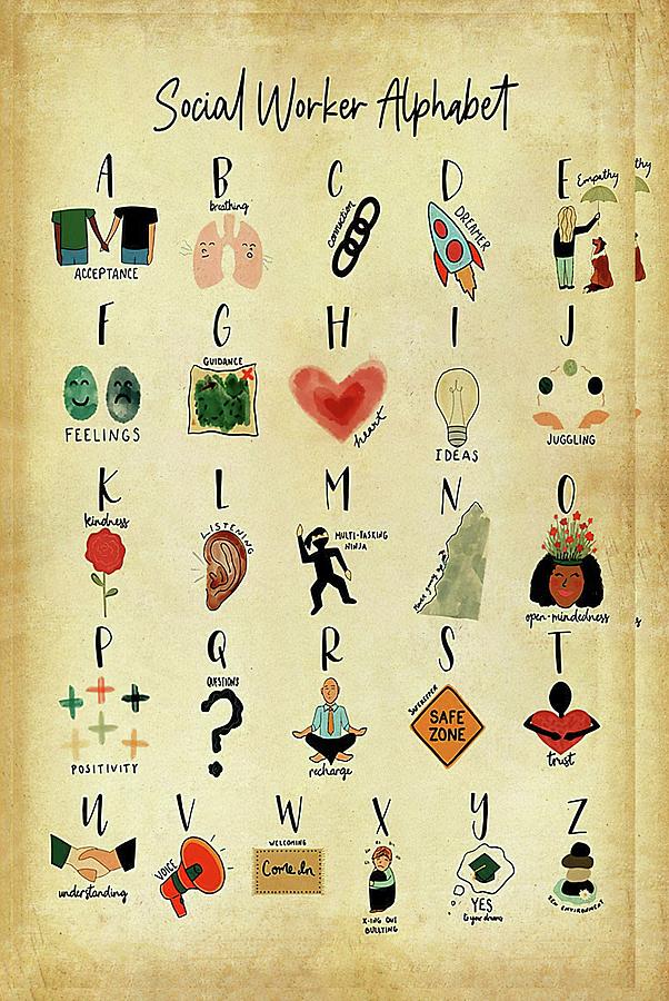 Social Worker Alphabet Canvas, Alphabet Canvas, Canvas For Child ...