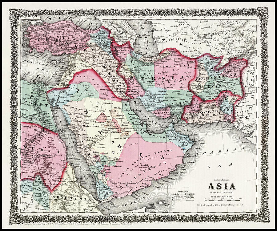 Southwest Asia Antique Vintage Map 1858 Photograph by Carol Japp - Pixels