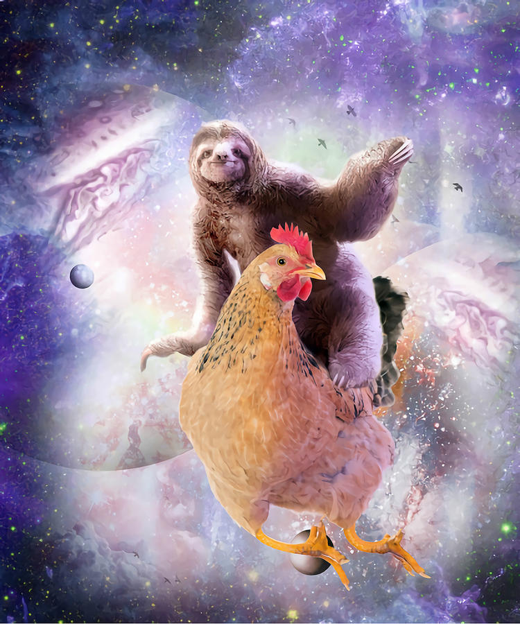 Space Sloth Riding Chicken Galaxy Sloths travel Painting by Dylan Jessica | Fine Art America