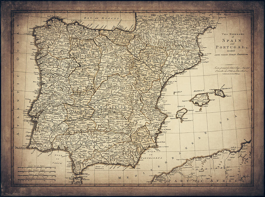 Spain and Portugal Vintage Map 1772 Sepia Photograph by Carol Japp ... Spain and Portugal Vintage Map 1772 Sepia Photograph by Carol Japp ...