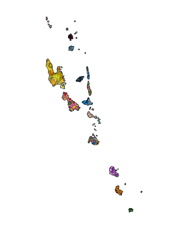 Spirograph Patterned Vanuatu Provinces Map Digital Art by Spirograph ...
