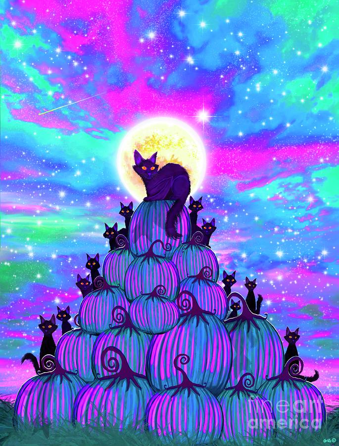 Spooky Black Cats in a Pumpkin Patch Digital Art by Nick Gustafson - Fine Art America
