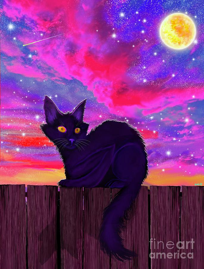 Spooky Cat in the Full Moon Light by Nick Gustafson