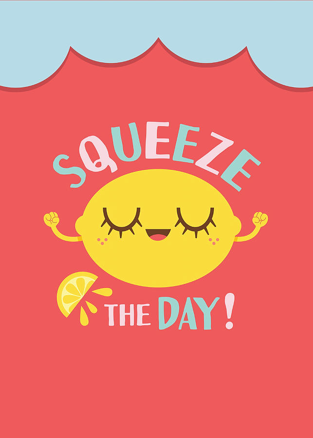 Squeeze the Day Poster summer humor Painting by Steve Palmer | Fine Art ...