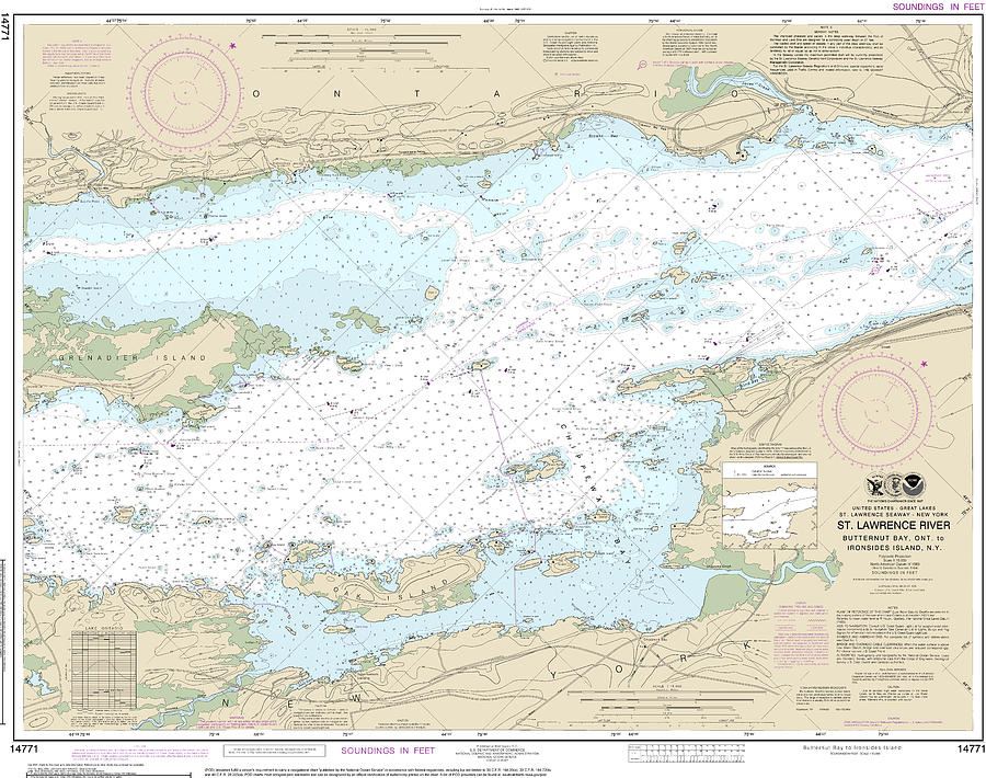 St. Lawrence River from Butternut Bay, Ontario to Ironsides, New York Nautical Chart 14771 ...