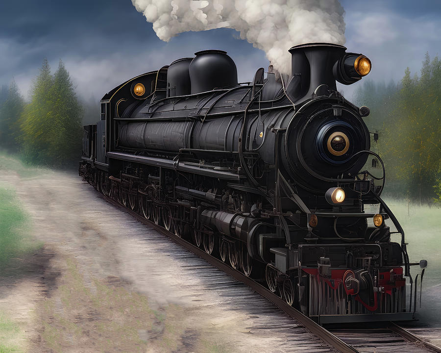 Steam Engine locomotive trains 007 Digital Art by VR Vision Studios ...
