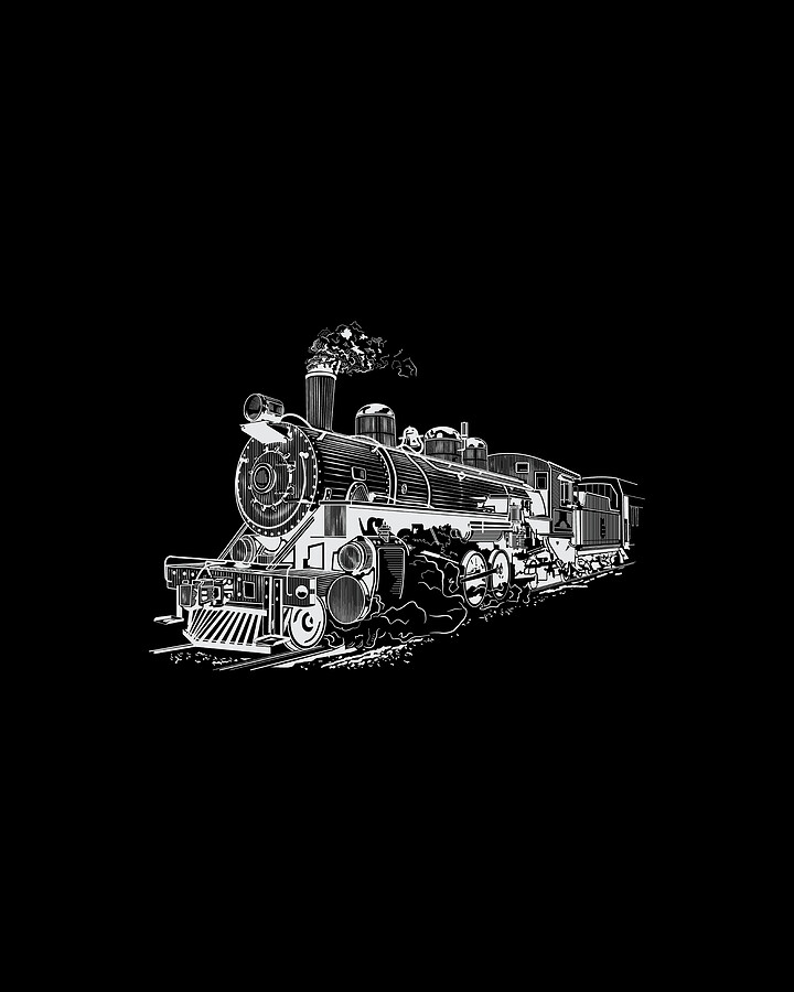 Steam Locomotive Retro Railroad Fashion Digital Art by Moon Tees | Fine ...