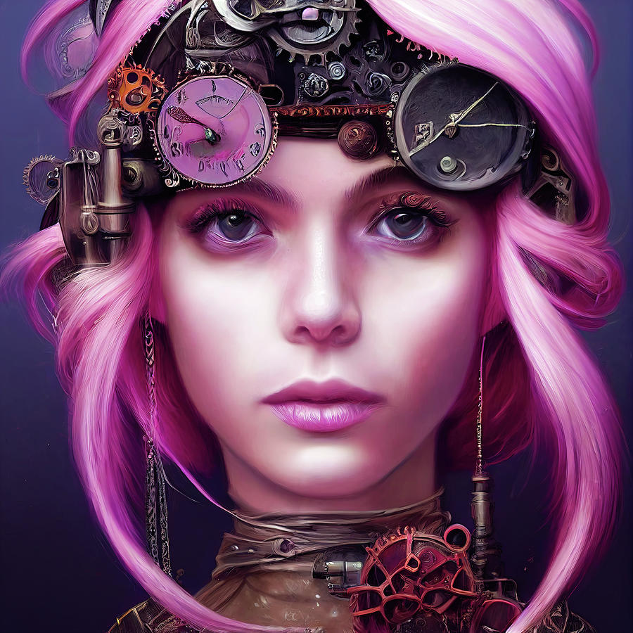 Steampunk Woman Portrait 05 Digital Art By Matthias Hauser Fine Art America