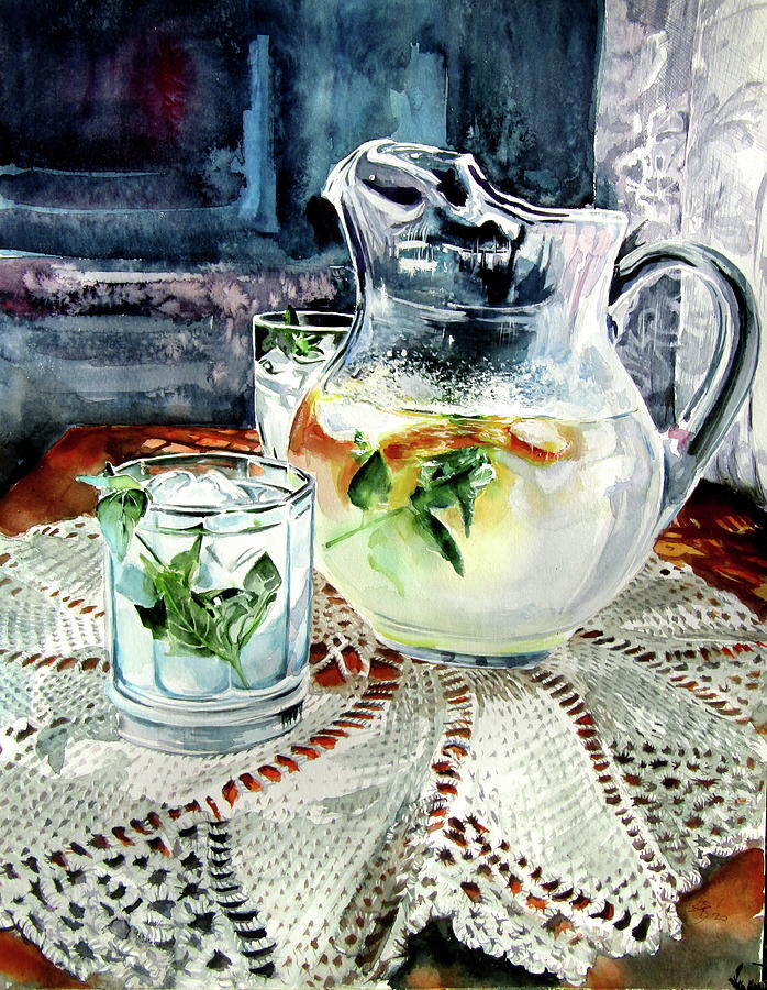 Still life with lime juice Painting by Kovacs Anna Brigitta - Pixels