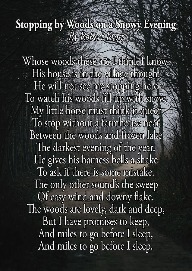 Stopping by Woods on a Snowy Evening. By Robert Frost. Digital Art by ...