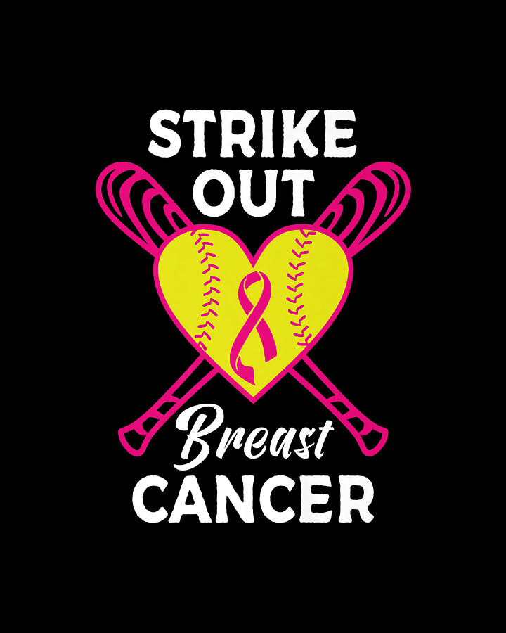 Strike Out Breast Cancer Softball Pink Ribbon Awareness Cute Premium Digital Art by Th - Pixels