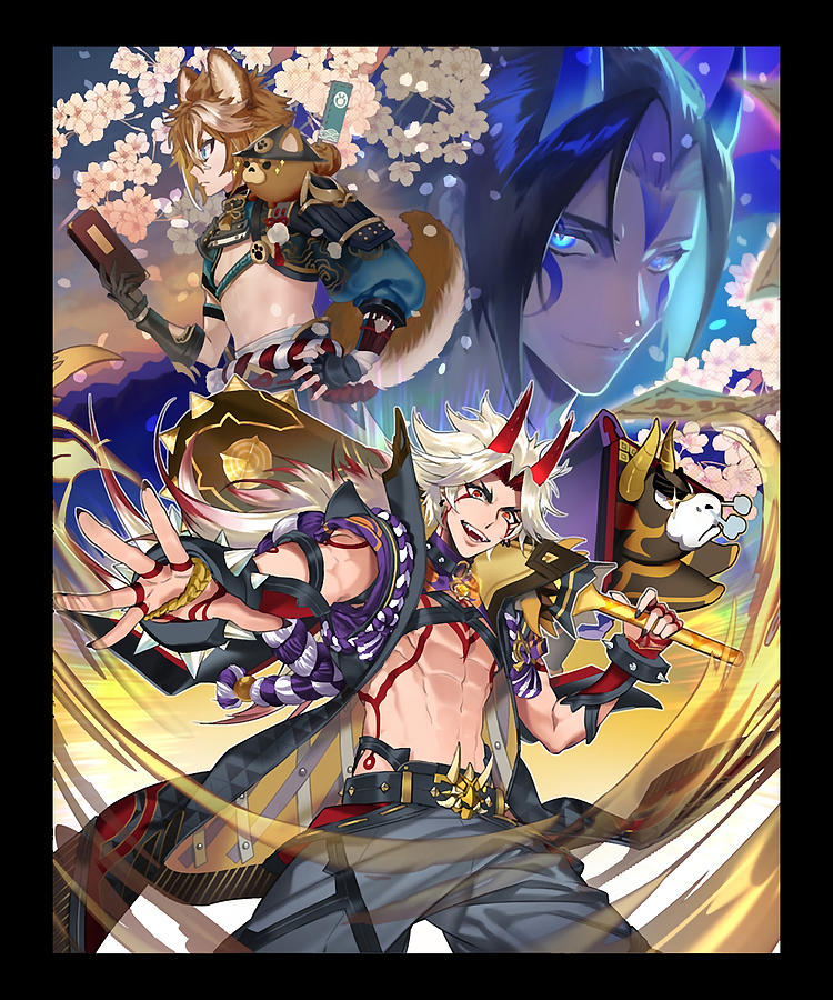 Strong Ground Leader Nice Arataki Itto And Gorouretro Wave Digital Art by Zery Bart | Pixels