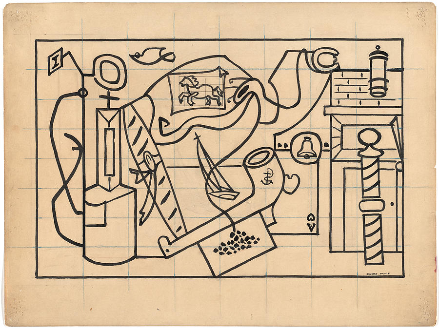 Stuart Davis Study for Radio City Music Hall Mural Drawing by Dan Hill ...